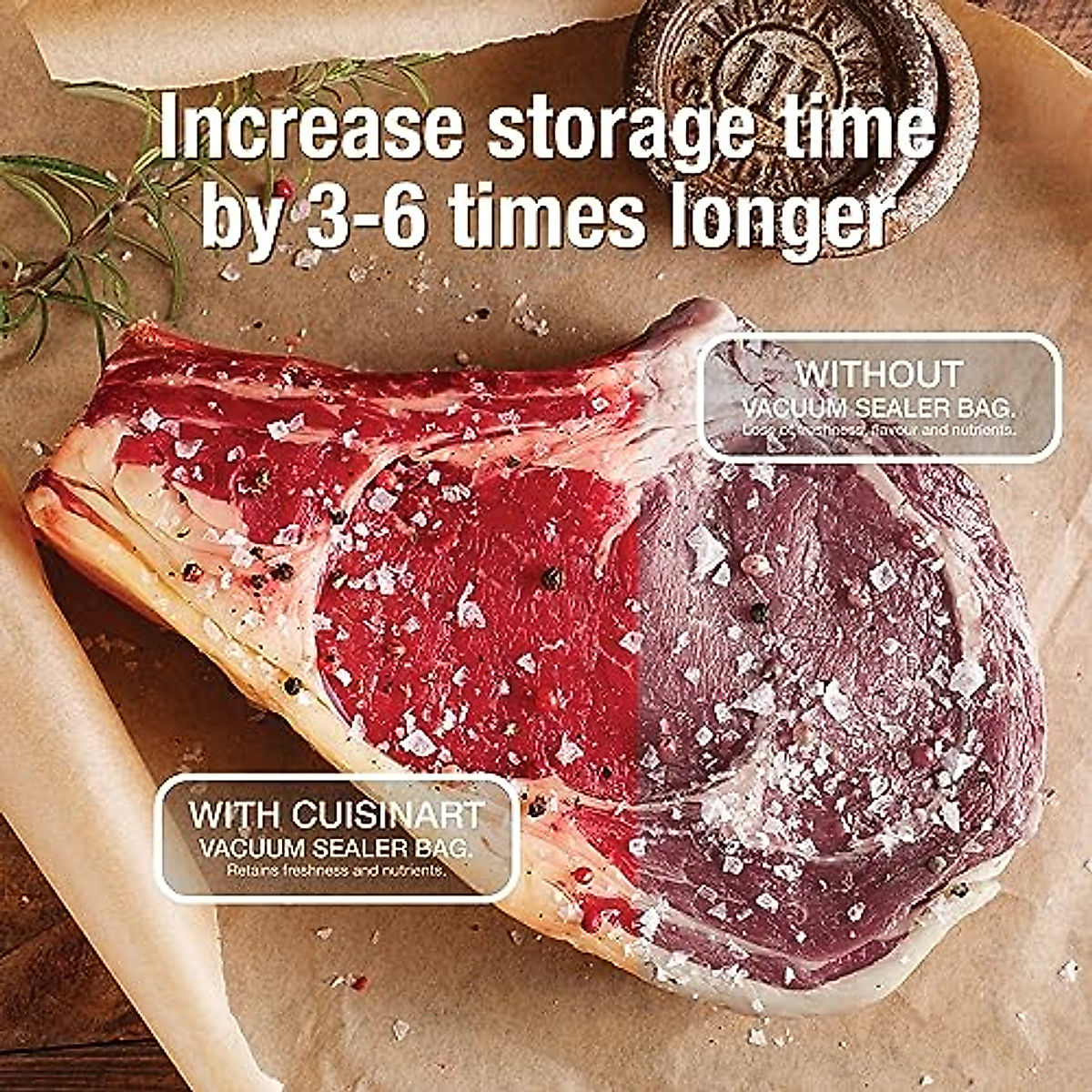 Cuisinart Universal BIODEGRADEABLE Vacuum Food Saver Sealer Bags (VSB-BD82C), 2-Pack, 8" inch x 10’ ft. Rolls, BPA Free, Microwave & Freezer Safe, Keep Food Fresh Longer