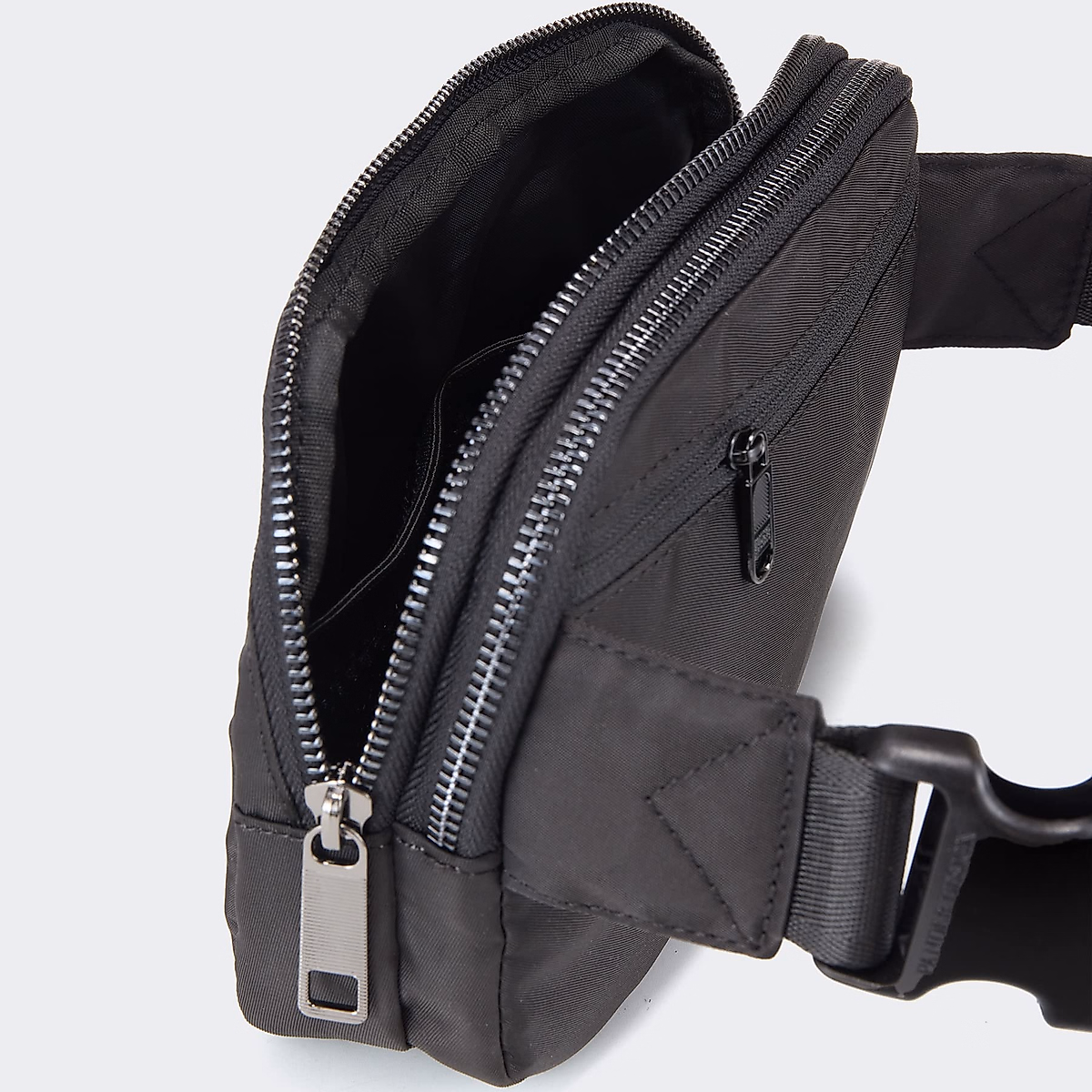 Pander Everywhere Belt Bag for Women, 5 Zipper Pockets Nylon Crossbody Fanny Pack Purse (Black)