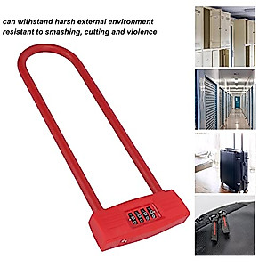 Red Bike Combination U Lock, Anti Theft Long Shackle Resettable Padlock for Bicycle Electric Scooter Motorcycles