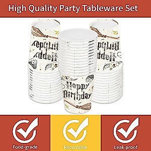 AURORAPARTY 96pcs Harry Birthday Party Supplies Potter Party Paper Plates Napkins Cups Kids Boys Birthday Decorations Birthday Disposable Party Tableware Set for 24 Guests