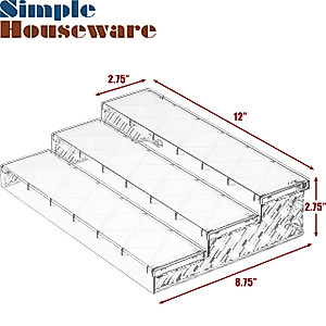 Simple Houseware 3 Tier Spice Shelf For Countertop Cabinet Storage Organizer, Clear