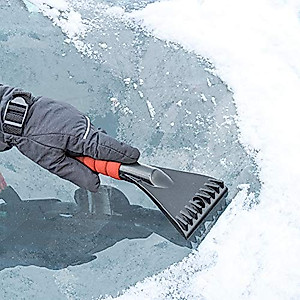 BDK Motor Trend Ice Scraper with Ergonomic Tough Rubber Grip Snow Brush/Broom/Frost Remover for Car and Truck Windshields/Mirrors, Winter Storm Survival Kits