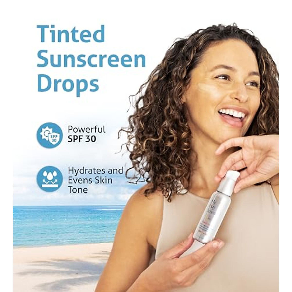 Tinted Drops - SPF 30 F/L Facial Mineral Moisturizer Sunscreen. Broad Spectrum, Vegan, Natural, and Sustainable. 2 oz