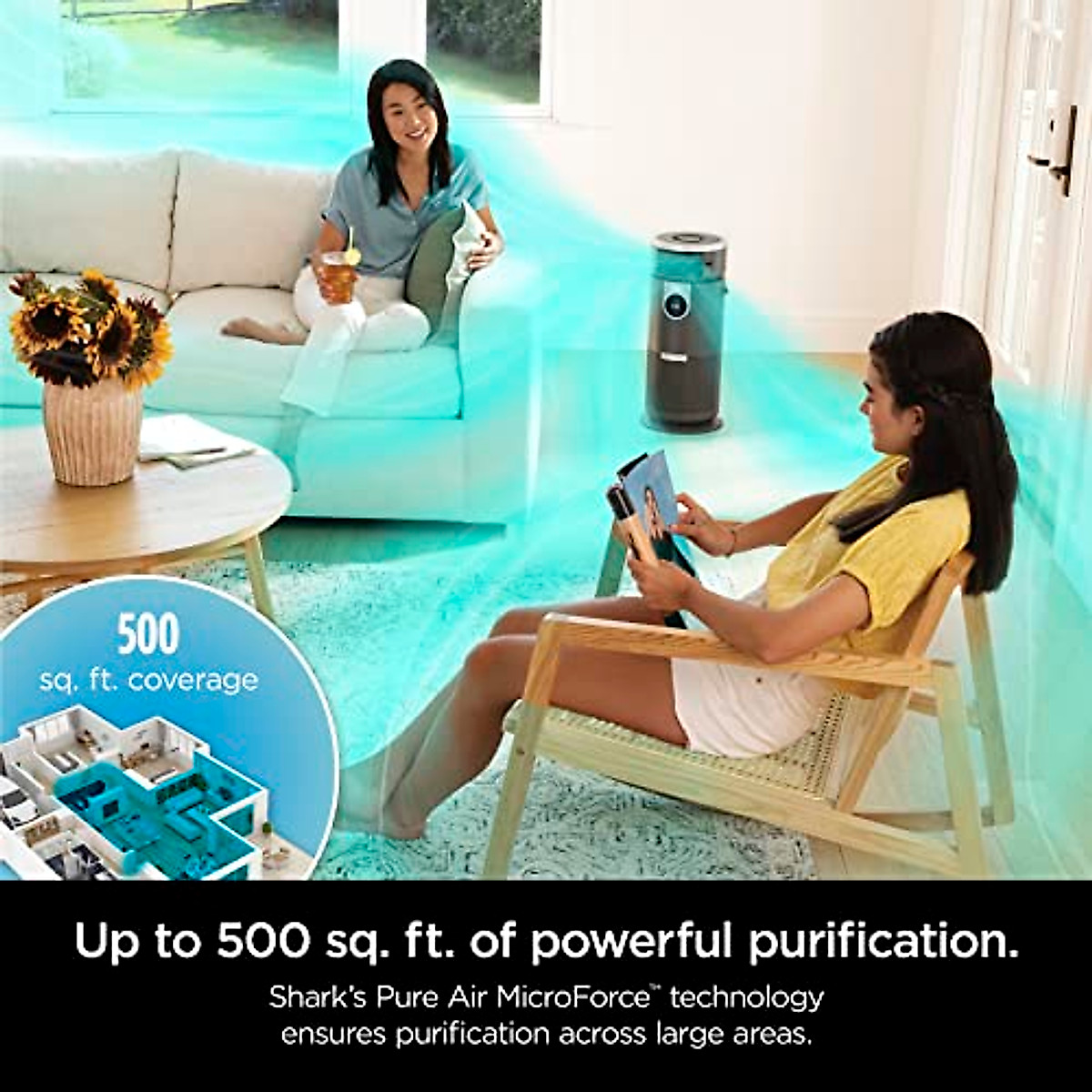Shark HC452 3-in-1 Clean Sense Air Purifier, Heater & Fan, HEPA Filter, 500 Sq Ft, Oscillating, Small Room, Bedroom, Office, Captures 99.98% of Particles for Clean Air, Dust, Smoke & Allergens, Grey