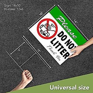 2 PC Please Do Not Litter Sign - 14x10 Coroplast Double Sided No Dumping Signs - No Littering Sign Outdoor - No Dumping Signs Private Property