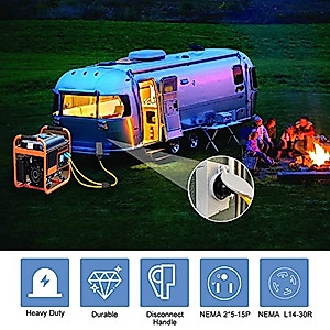 HDWS 3FT NEMA 2X 5-15P to L14-30R Y Adapter Cord, (2) 5-15 Male Plug 3 Prong to Generator Twist Lock L14-30 Female Receptacle 4 Prong, 120V/240V 30 Amp Generator Welder Dryer Power Cord Adapter