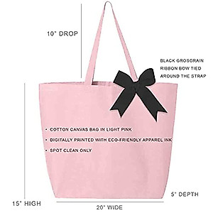 Pink Tote Bags with Black Bow - Alpha Chi Omega Tote Bag - Large Canvas Tote Bag for Women and Sisterhood