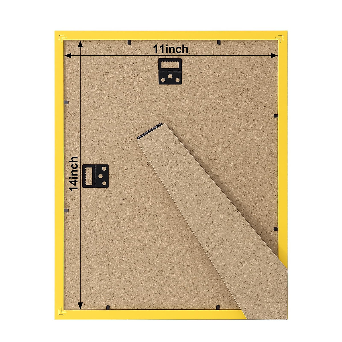Vittanly 11x14 Picture Frame, Engineered Wood with Shatter Resistant Plexiglass, Display Pictures 8x10 with Mat or 11x14 without Mat, Photo Frame for Wall or Table Top Display, Yellow, 1 Pack