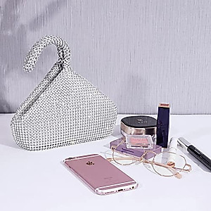 Women's Evening Bag- Upgraded Medium Size Full Rhinestones Bling Wrist Clutch Purse for Party Wedding Date Night