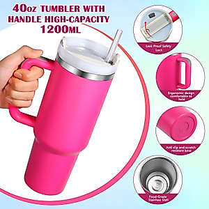 BELYQLY New Version 40oz Stainless Steel Vacuum Insulated Tumbler with Lid and Straw for Water, Smoothie and More, Iced Tea or Coffee (Pink)