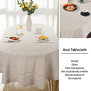HOMBYS Oval Tablecloth with Hollow for Oval Table, 60x84 Inch Farmhouse Table Covers for Kitchen Dining Party, Wrinkle Free Anti-Fading Tabletop Decoration, Natural