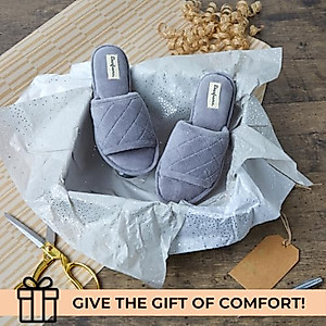 Dearfoams Women's Beatrice Side Gore Slide Slipper, Iceberg, X-Large