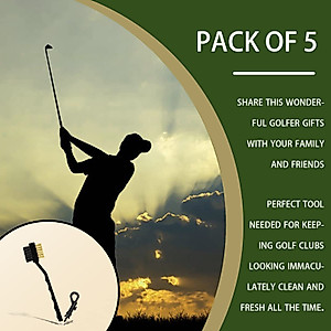 GOLDEAL Pack of 5 Golf Brush and Club Groove Cleaner Set, Golf Club Brush, Golfing Equipment, Accessories for Golf Clubs, Balls, Clothing, Shoes, Golf Aids, Easily Attaches to Golf Bag (5)