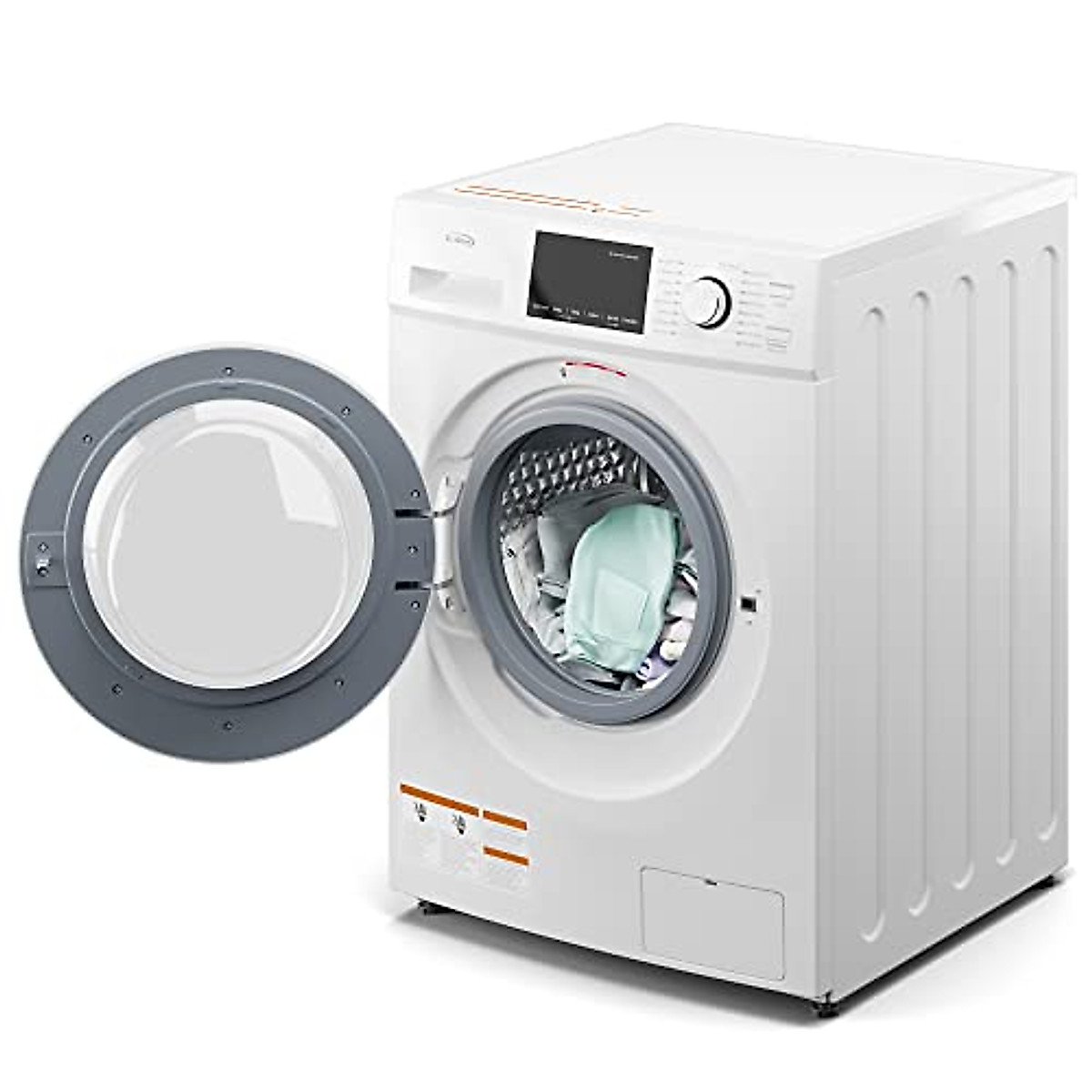 KoolMore FLW-3CWH 24" Front Load Machine, 2.7 Cu. Ft, Space Saving Unit with 20-Minute Quick, 12 Washing Cycles, Quiet Inverter Motor [120V], Medium, White