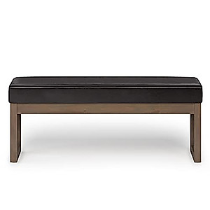 SIMPLIHOME Milltown 45 Inch Wide Contemporary Rectangle Large Ottoman Bench in Tanners Brown Vegan Faux Leather, For the Living Room and Bedroom