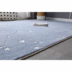 Gefosin Luminous Area Rug Glow in The Dark for Bedroom Living Room, Unique Soft Washable Modern Indoor Rugs for Children Dorm Home Decor, Blue Galaxy 2x4 Feet