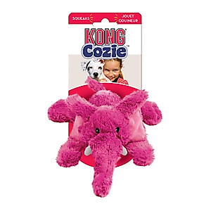 KONG - Cozie Elmer Elephant - Indoor Cuddle Squeaky Plush Dog Toy - for Medium Dogs…