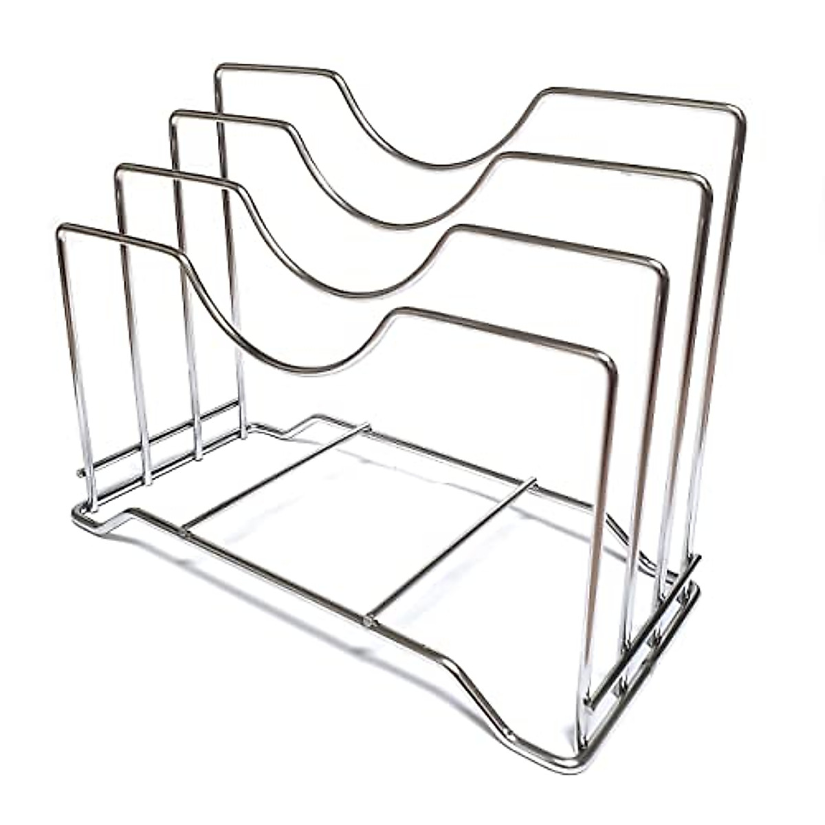 LENITH Cutting Board Rack Chopping Board Organizer Stand Holder Kitchen Countertop Pots Pan Lids Rack Organizer (Medium_Silver Color)