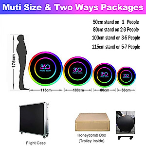 360 Photo Booth Machine for Parties, Weddings, Live Streaming,360 Spin Photo Booth Stand Free Custom Logo.360 Camera Booth Machines with Flight Case 80cm 31.5''