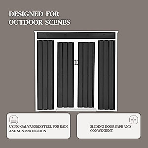 Incbruce Outdoor Storage Lawn Steel Roof Style Sheds 6' x 4' Outside Tool House with Sliding Door (Grey)