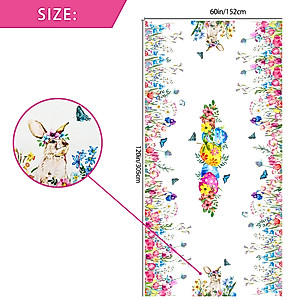 Pinatas Easter Tablecloth 60x120 Rectangle, Spring Flower Dining Easter Table Decor, Easter Table Cloth with Bunny Flower, Multi-use Washable Polyester Spring Tablecloth for Home Party Dining Picnic