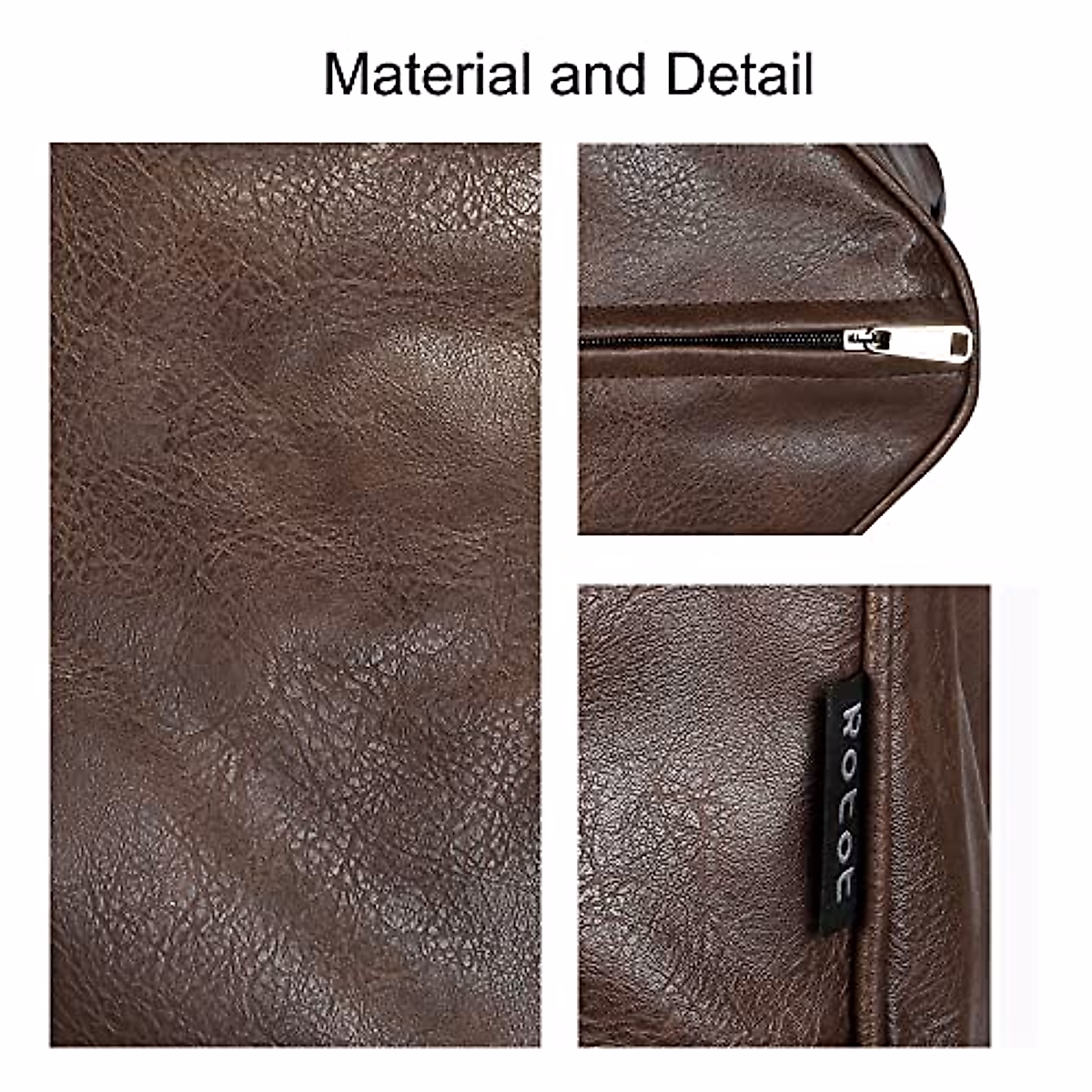 ROTOT Ottoman Pouf Square Shape, Foot Rest Faux PU Leather, Unstuffed Bean Bag Shell for Storage Solution, Hassock Pouffe Decoration for Living Room Balcony Office Outdoor (Chest Nut)