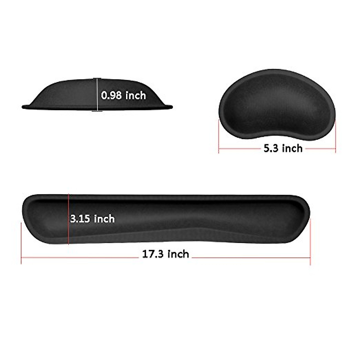 Mouse Pad Wrist Support, Keyboard Wrist Rest with Ergonomic Raised Memory Foam for Easy Typing & Pain Relief, Comfortable Keyboard and Mouse Pad Set, Computer Accessories for Office, Laptop, Mac