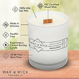 Wax and Wick 12oz. Pure Soy Wax Scented Candle with Double Wood Wick - Black, Mulled Cider Scent - Notes of Apple, Nutmeg, Vanilla, & Caramel