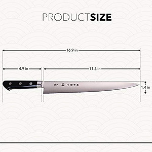 JCK Original Kagayaki CarboNext Japanese Chef’s Knife, KC-10ES Professional Sujihiki Knife, High Carbon Tool Steel Pro Kitchen Knife with Ergonomic Pakka Wood Handle, 11.8 inch