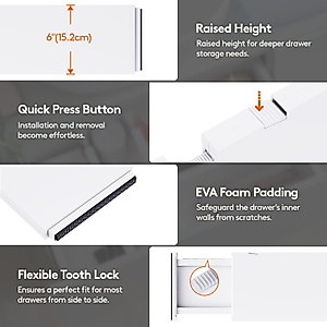 Lifewit 5 Pack Drawer Dividers Plastic 6" High, 13.5-22" Adjustable Drawer Organizers for Clothes, Expandable Dresser Separators in Bedroom/Bathroom/Kitchen/Fridge/Office Organization and Storage