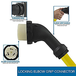 Conntek 1.5-Feet 50A 125/250V RV/Marine Right Angle Locking Adapter