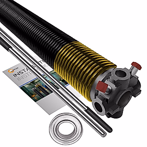 Garage Door Torsion Spring 250x2x29 for Right Side of Garage Door with 1" Steel Bearing and Winding Bars Precision E-Coating 5-Year Warranty Minimum 30,000 Cycles (Black Cone)