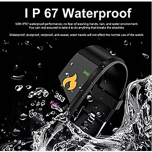 Americode! Smartband Fitness Tracker with Heart Rate Blood Pressure Oxygen Sleep & Temperature Monitor Activity Smart Watch Pedometer for Kids Man Women, Black