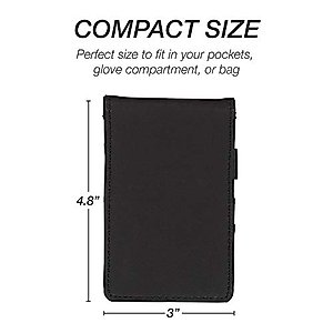 Samsill Mini Pocket Notepad Holder and Memo Pad 5 Pack Bundle, Durable Cover, Includes Five 2 7/16 x 4 1/4" Sized Writing Pads with 40 Lined Sheets, Refillable, Black