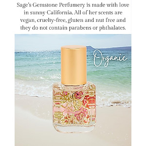 Rose Quartz Organic Perfume Oil Extract Roll-On by Sage- 1/4 oz, Vegan & Cruelty-Free, Floral Scent, Rose Damask, Honeysuckle, Jasmine