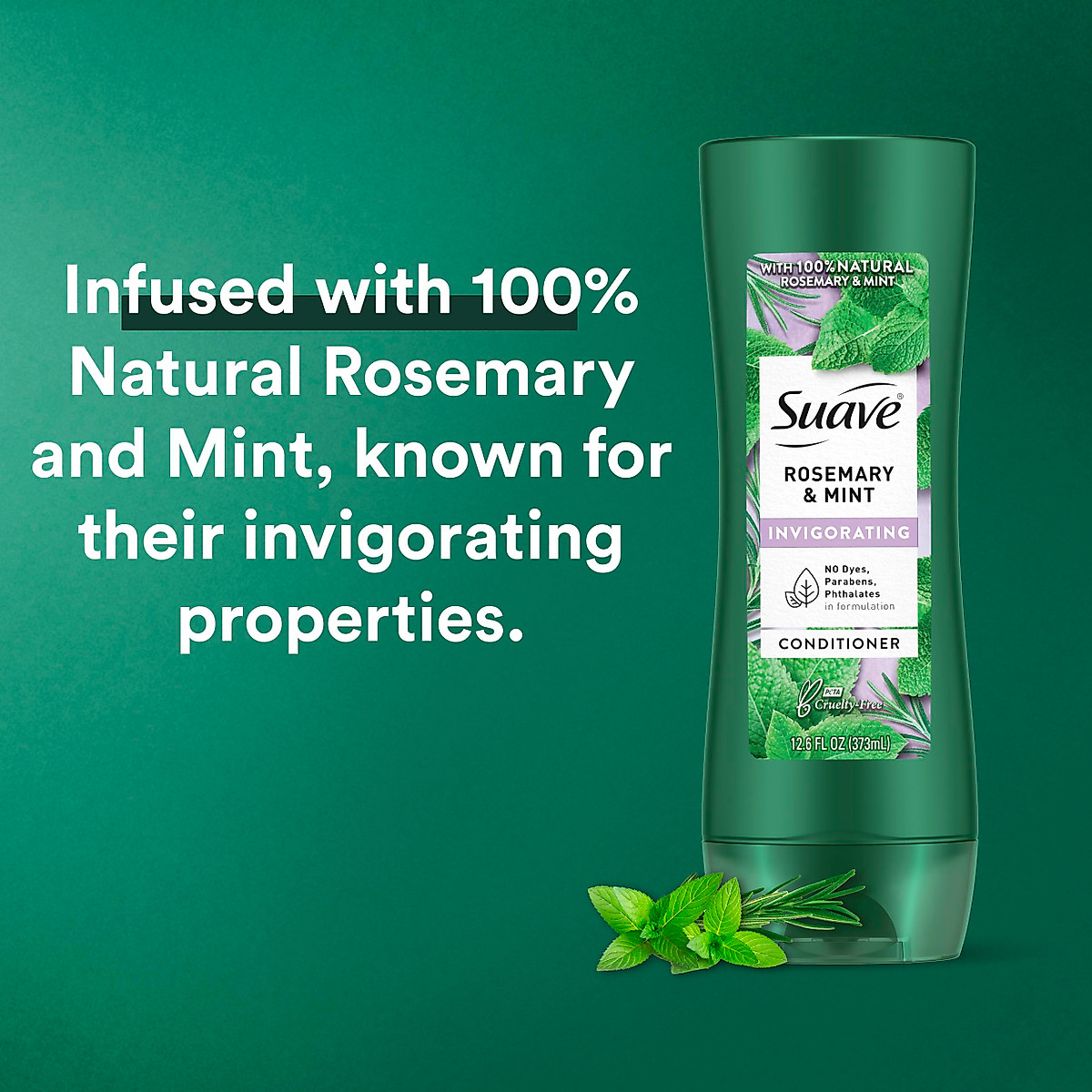 Suave Shampoo and Conditioner, Rosemary & Mint – Invigorating Formula with 100% Natural Essential Oils, 12.6 Oz Ea