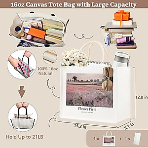 Adoryoung Monogram Personalized Initial Tote Bags for Women, Personalized Initial Monogram Canvas Tote Bag, Bride Shower Tote Gift Wifey Bag for Wedding Day Oil Painting Beach Bag with Zipper Pocket