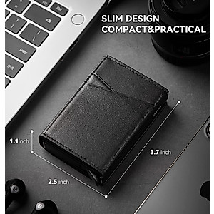 BIAVOI Mens Wallet Card Holder Pop Up Aluminum Card Case for Men RFID Protection Credit Card Holder Up to 13 Cards (Black)