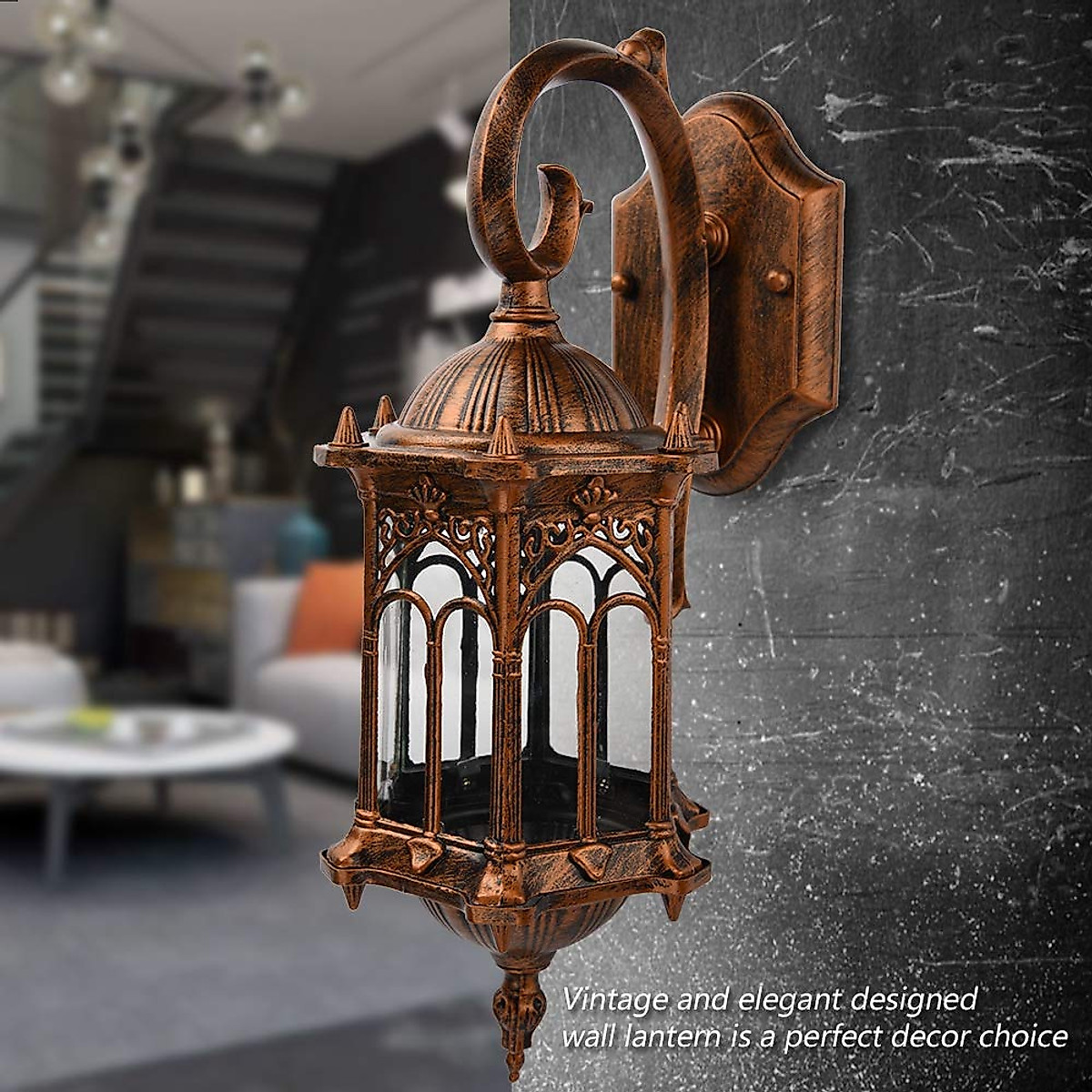 Cocoarm Wall Sconce Vintage Style Wall Mounted Metal Lantern Holder with Glass Lighting Fixture for Indoor Outdoor Home Garden Hallway Decor No Light Source Bronze