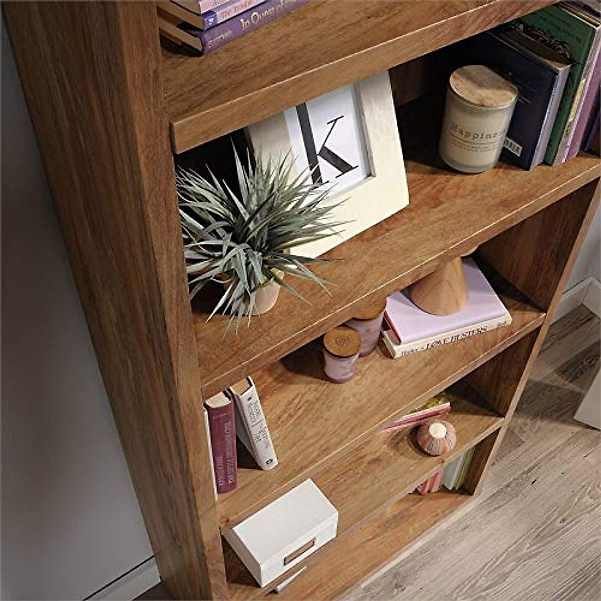 Sauder Miscellaneous Storage 5-Shelf Wood Bookcase in Sindoori Mango, Sindoori Mango Finish
