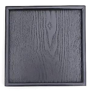 Solid Wood Serving Tray, Square Non-Slip Tea Coffee Snack Plate, Serving Tray with Raised Edges, for Home Kitchen Restaurant(11.8x11.8 inch, Black)