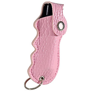 Pepper Defense 1/2 oz. Pepper Spray with Grip Holster and Keychain Attachment - Safety Twist Lock Glow Trigger - Maximum Strength 10% OC Formula - Self Defense Personal Protection (Pink 1-Pack)