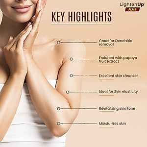 LightenUp Papaya Soap - 13.5 fl oz / 100 g- Natural Papaya Soap Bar - Moisturizing Exfoliating Soap with Papaya Extract, Coconut Oil & 4% Shea Butter - Brightening Bath Soap for All Skin Types