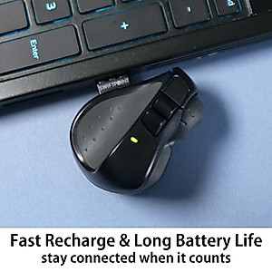 Swiftpoint ProPoint Wireless Ergonomic Mouse, Powerpoint Presentation Clicker & Laser Pointer, Bluetooth Rechargeable for Laptops & iPads, Portable Mini Travel Design (Black)