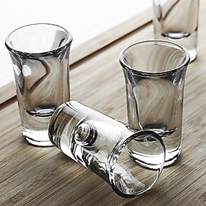 BaveL Shot Glass Set of 6,Heavy Base Clear Shot Glass, Great for Whisky Brandy Vodka Rum and Tequila Shot Set (0.9 OZ)