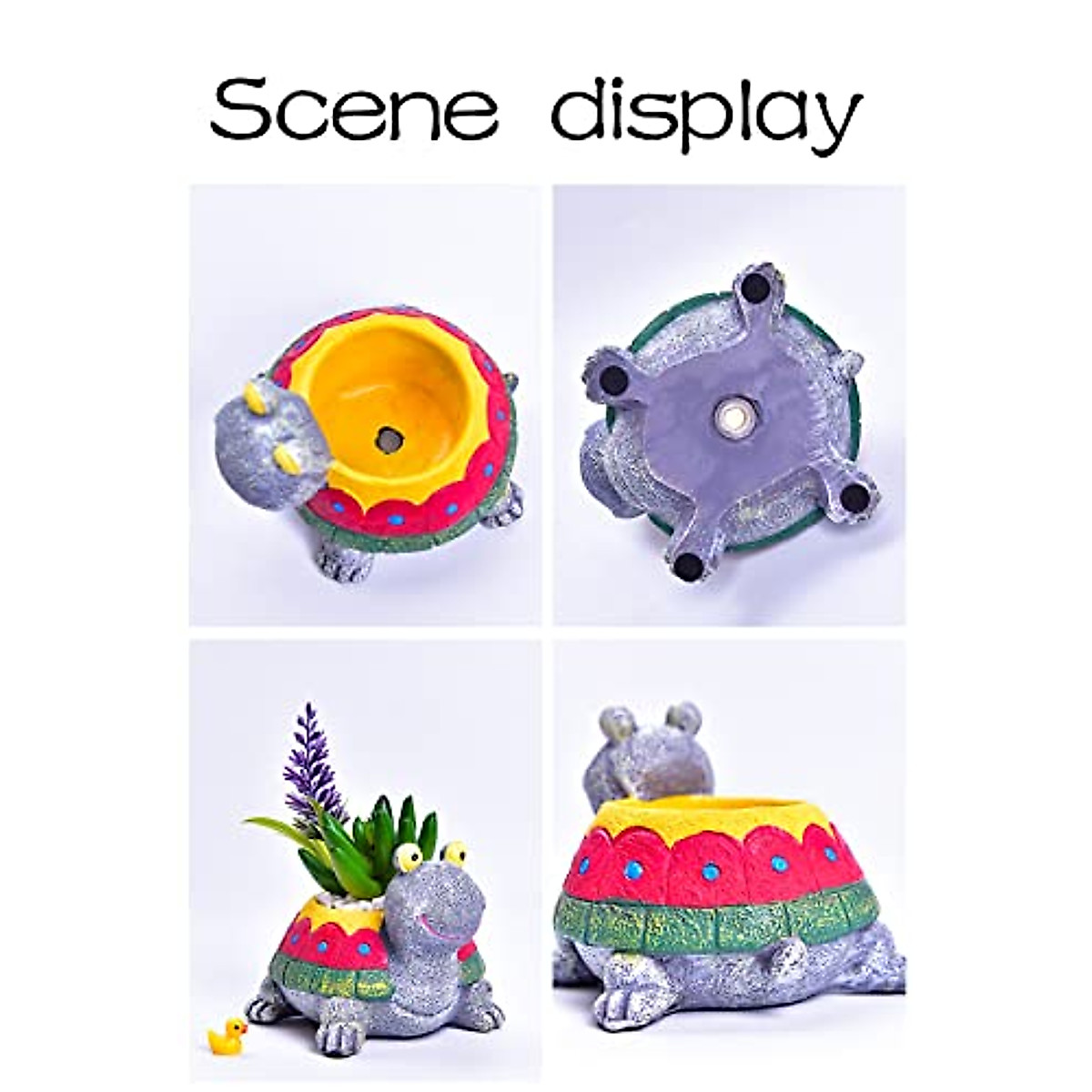 Cute tortoise flower pot with drainer garden flower pot resin succulent potted bonsai plant stand home desk mini ornaments Christmas birthday giftsPurple