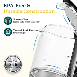 COSORI Electric Kettle Temperature Control with 6 Presets, 60min Keep Warm 1.7L Electric Tea Kettle & Hot Water Boiler, 304 Stainless Steel Filter, Auto-Off & Boil-Dry Protection, BPA Free, Black