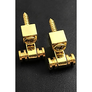 HENGYEE Set of 2 Guitar Roller String Tree Roller String Guides Retainer for Electric Guitars Strat Stratocaster Tele Telecaster Black Gold., (2104-QGZ-GD)