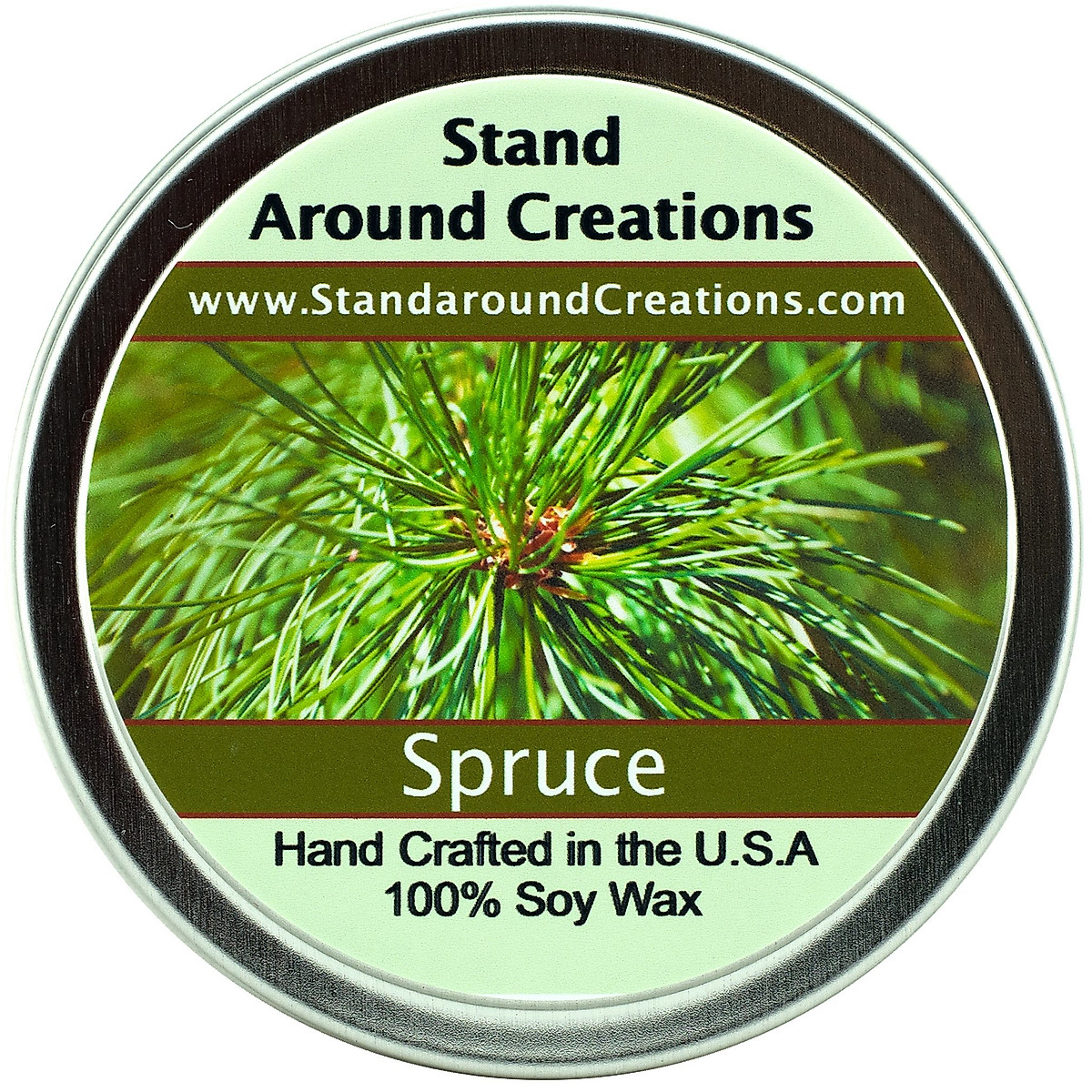 Premium 100% All Natural Soy Candle - 8 oz Tin Spruce - Capture The Spirit of The Holidays w/This Strong, True, and Enchanting Scent. Contains Natural Cedarwood and Pine Essential Oils.