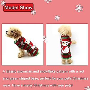 SEIS Dog Snowman Sweater Xmas Dog Holiday Sweaters Year Christmas Sweater Pet Snow Costume Red and Green Stripes Christmas Sweater (XL (Chest 20.5 inches))